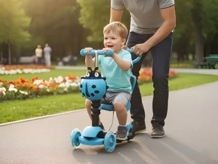 Trotinet Bubamara 5u1 za decu sa sedištem i svetlećim točkovima Model 652 - Plavi