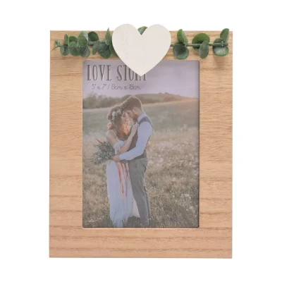 Foto ram - Love Story, Rustic with Heart and Leaves, 13x18cm