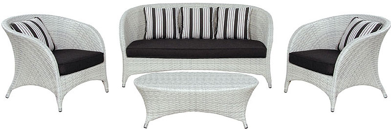 Lounge Set Las Vegas Wash White - 2 Fotelje + Dvosed + Sto + Jastuci
