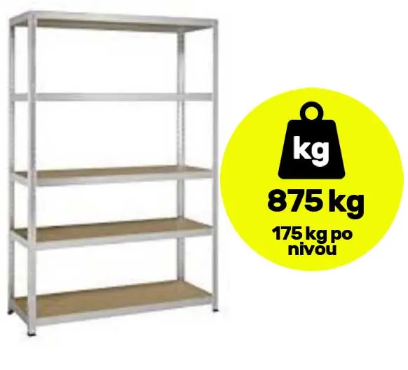 Metalna polica velike nosivosti 5x175kg 180x120x40cm