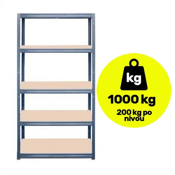 Metalna polica velike nosivosti 5x200kg 180x90x40cm