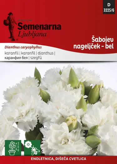 Seme za Karanfil šabo - beli - Dianthus caryophyllus 5 kesica 3225/6