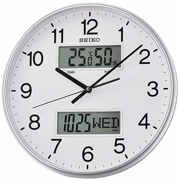 Analogni zidni sat, kalendar, termometar, higrometar Seiko QXL013S