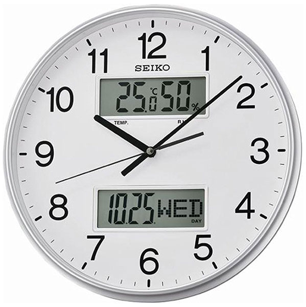 Analogni zidni sat, kalendar, termometar, higrometar Seiko QXL013S