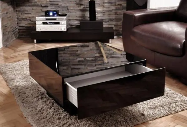 Klub Sto Maxx 80 x 80 x 35 cm Sa Jednom Fiokom Black