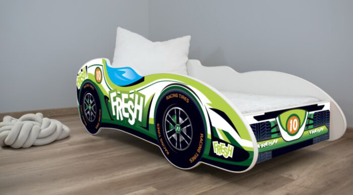 Dečiji krevet sa dušekom i letvicama 160x80 Formula1 Fresh car
