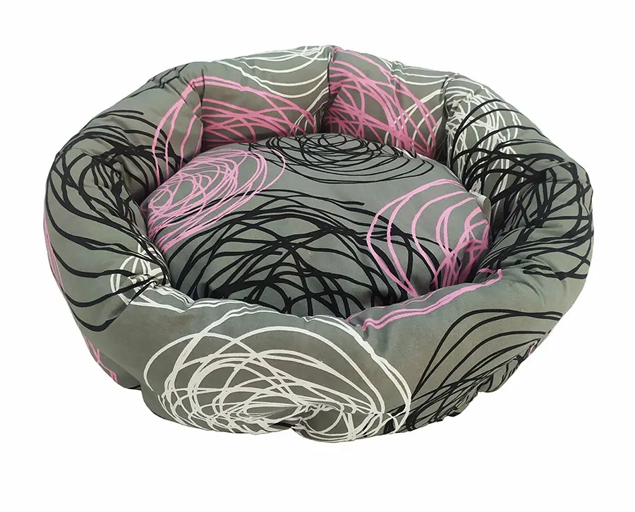 Pet Line Krevet za pse Kružni 45cm Sivo-roze P804XS-49