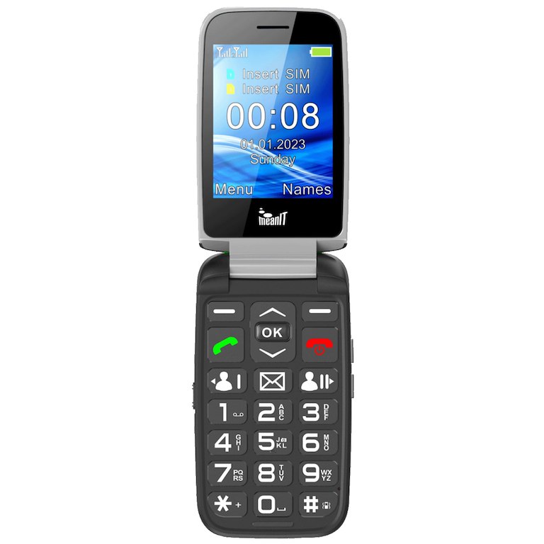 MeanIT Mobilni telefon sa velikim ekranom u boji 2,8" - Crni - SENIOR FLIP MAX Black