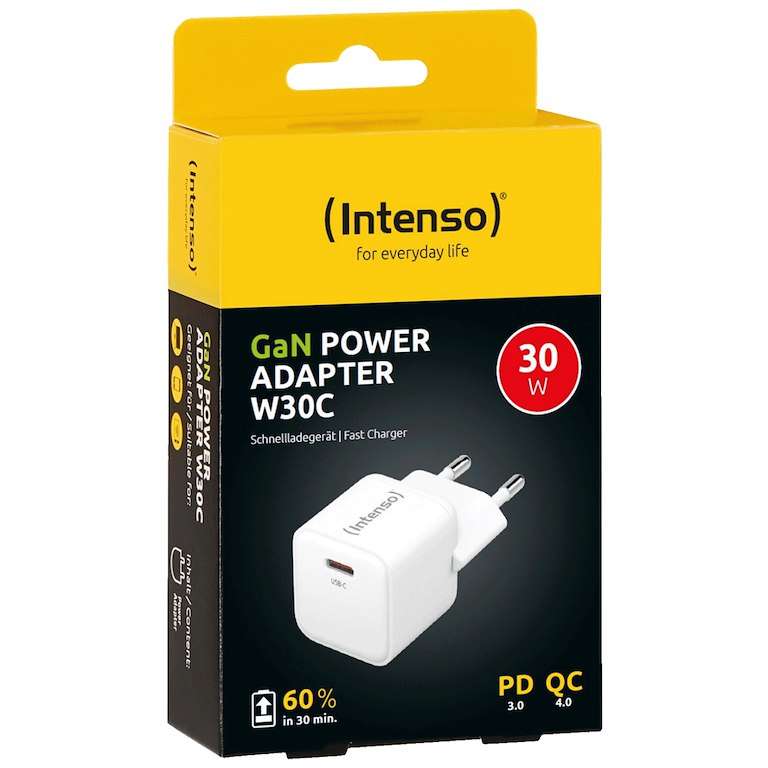 (Intenso) Punjač kućni, brzi, USB-C, 3A, 30W - Power Adapter W30C Gan