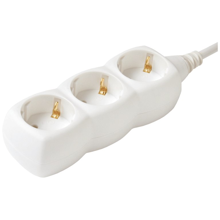 home Produžni kabel, 3 utičnice, 1.0mm2, 1.5 met, beli - NV 3/WH