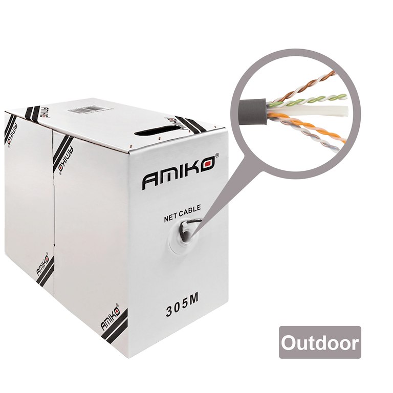 Amiko Mrežni FTP kabl, CAT5e, OutDoor, 305 met. - CAT5e FTP Outdoor 305m
