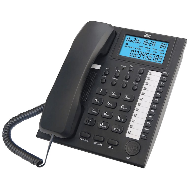 MeanIT Analogni telefon, stoni, LCD ekran, crni - ST200 Black