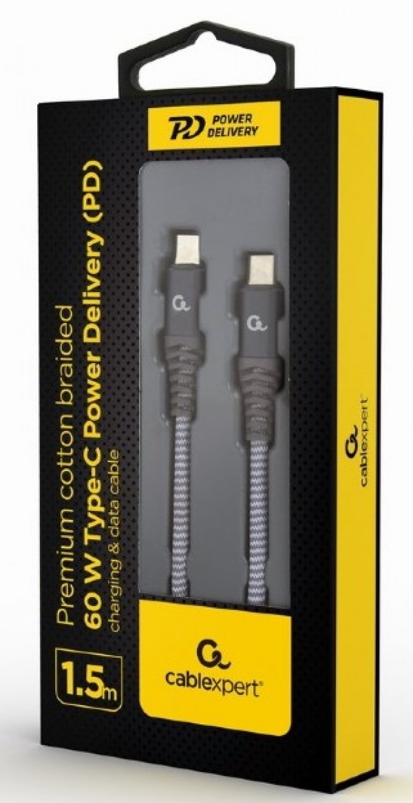 CC-USB2B-CMCM60-1.5M Gembird 60W Type-C Power Delivery (PD) premium charging & data cable, 1.5m