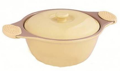 Bergner Okrugli keramički pekač sa poklopcem 1.65l Onebaker cream/brown BG-1802001-CB