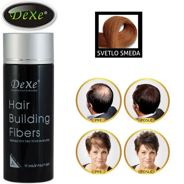 Preparat za proređenu kosu Dexe Hair Building Fibers 8g svetlo smeđa