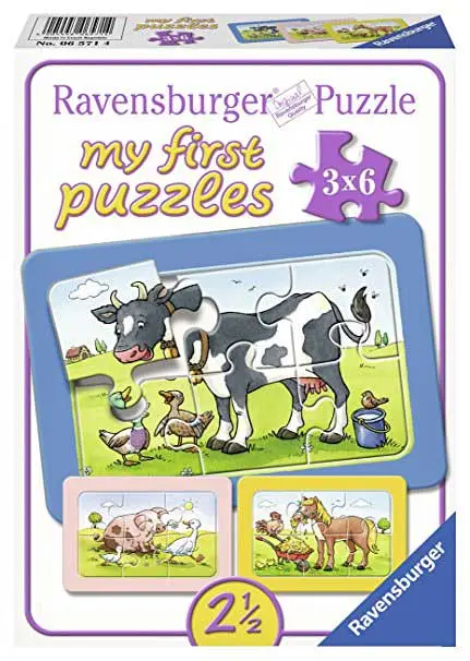 Ravensburger puzzle 3x6 delova - Krava, prase, konj 06571