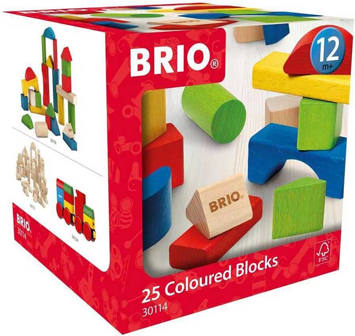 BRIO Drvene raznobojne kocke 25 komada 30114