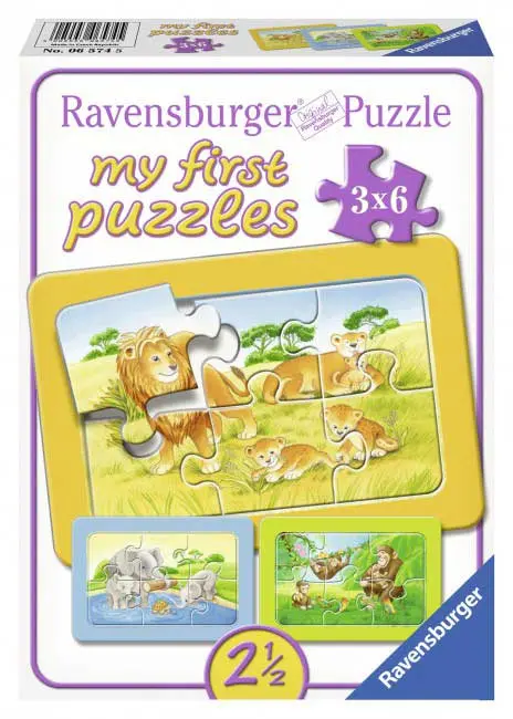 Ravensburger puzzle 3x6 delova - Slon, majmun, lav 06574