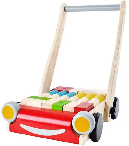 Plan Toys Drvena kolica sa geometrijskim oblicima hodalica Auto 5123