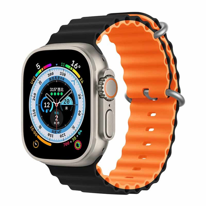 NARUKVICA SILIKONSKA DEVIA SPORT6 ZA APPLE WATCH 38/40/42MM CRNO-NARANDZASTA