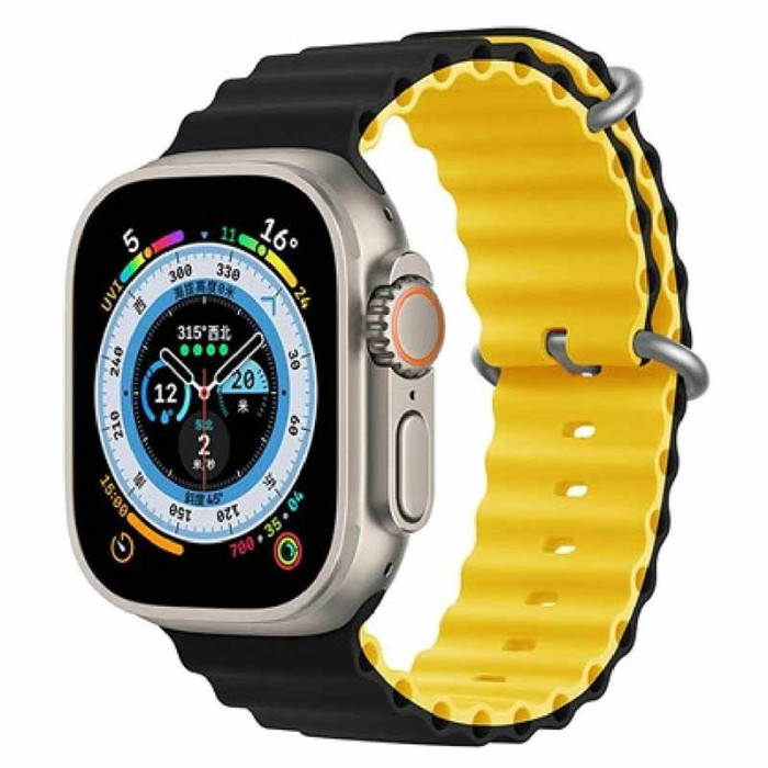 NARUKVICA SILIKONSKA DEVIA SPORT6 ZA APPLE WATCH 38/40/42MM CRNO-ZUTA