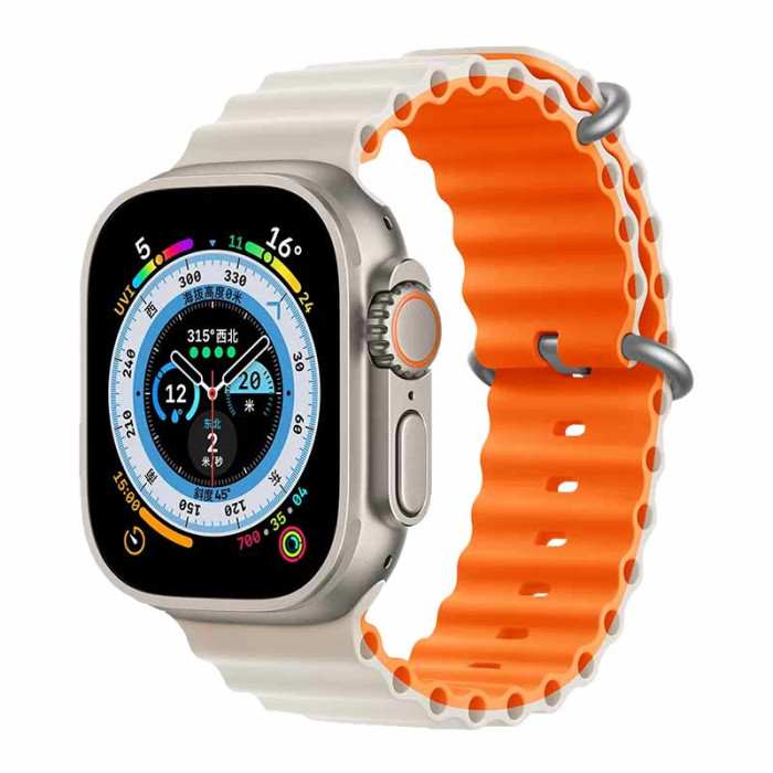 NARUKVICA SILIKONSKA DEVIA SPORT6 ZA APPLE WATCH 44/45/46/49MM BELO-NARANDZASTA