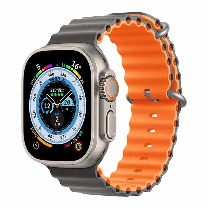 NARUKVICA SILIKONSKA DEVIA SPORT6 ZA APPLE WATCH 44/45/46/49MM SIVO-NARANDZASTA