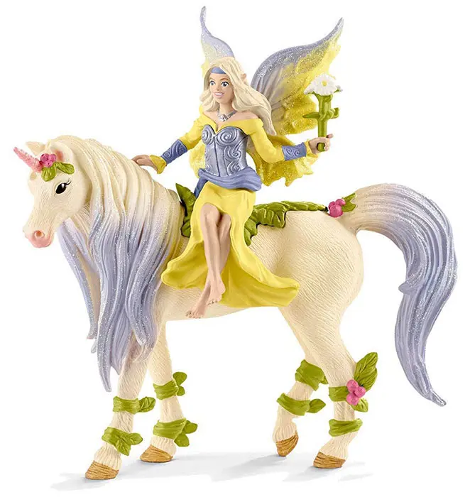 Schleich Figura Bayala - Vila Sera na leđima cvetnog jednoroga 70565