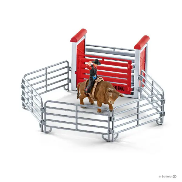 Schleich Figurice Domaće životinje - Rodeo - Kauboj na leđima bika u areni 41419