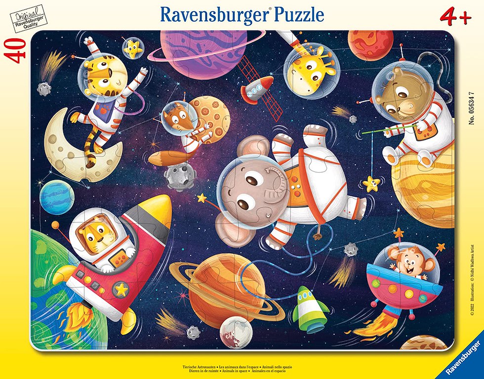 Ravensburger Puzzle slagalica za decu 40 delova Životinje astronauti 05634