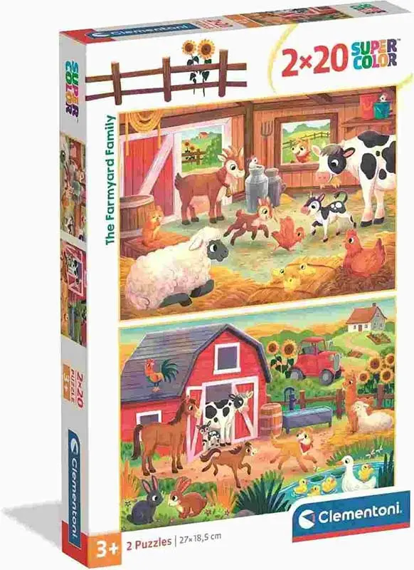 Puzzle slagalice 2x20 delova Domaće životinje na farmi Clementoni 24818