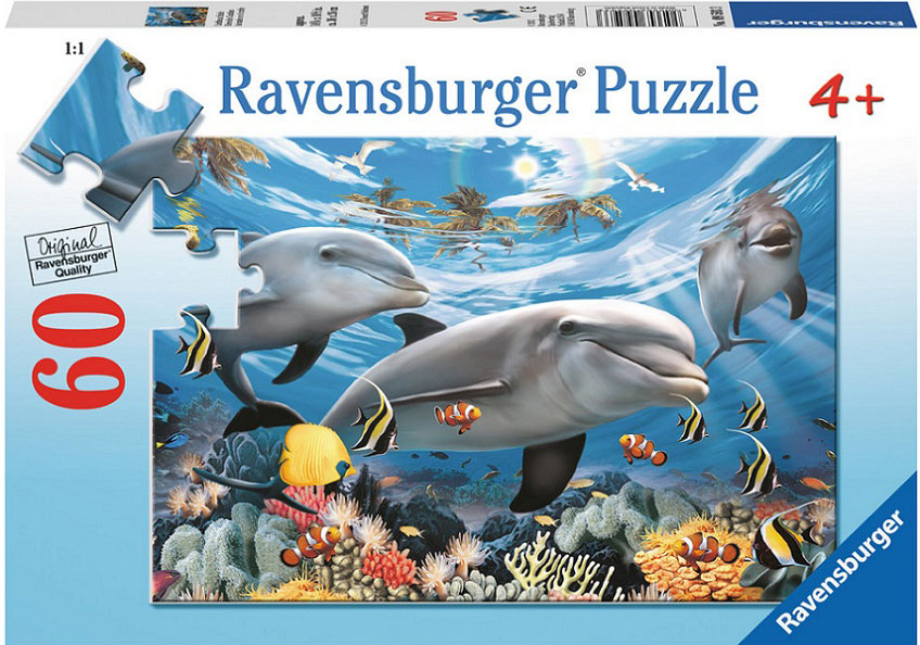 Ravensburger puzzle Dečije puzle - 60 - 1:1 - Životinje - Delfini - Caribbean Smile 60 delova RA09593