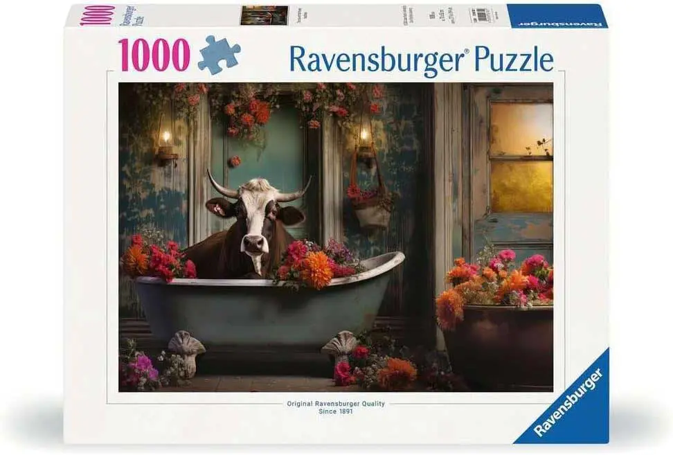 Puzzle slagalica 1000 delova Krava u kadi Ravensburger 12000782