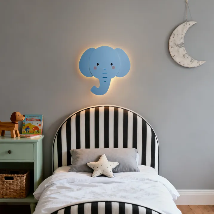 Dečija zidna lampa plava uklj. LED sa 3-stepenim zatamnjivanjem - Ellie the Elephant