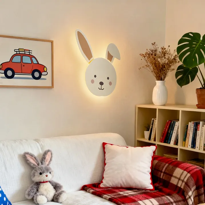 Dečija zidna lampa bež boje sa detaljima uklj. LED sa prigušivanjem u 3 koraka - Benny the Bunny