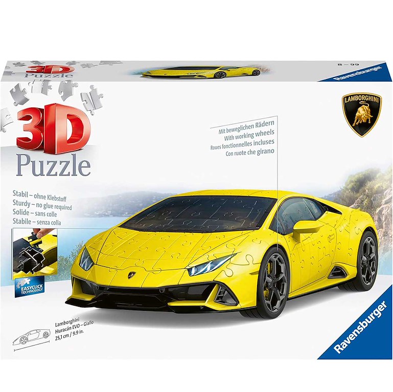 Automobil Lamborghini Huracan žuti 3D Puzzle 156 delova Ravensburger 11562