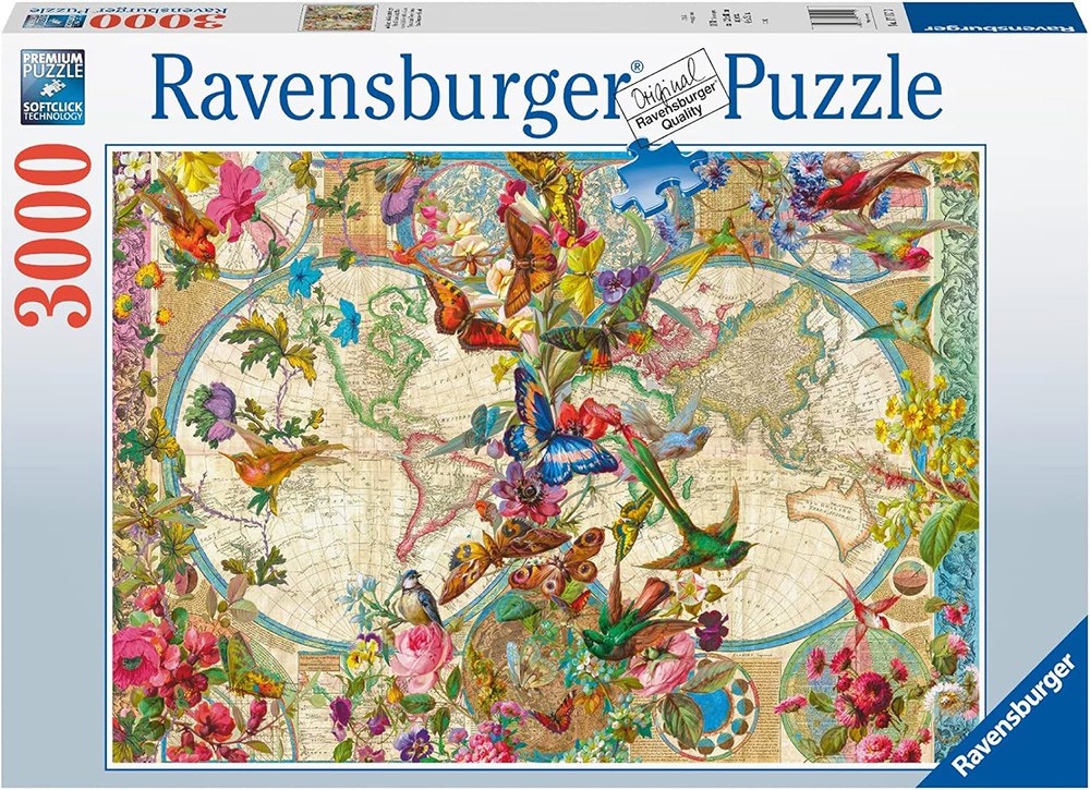 Ravensburger Puzzle slagalica za odrasle 3000 Mapa sveta - Flora i fauna 17117