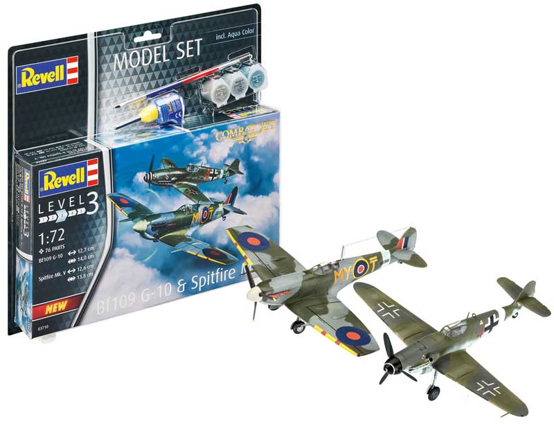 Revell Komplet za sklapanje borbenih aviona Messerschmitt Bf109G-10 i Spitfire Mk.V 1:72 63710