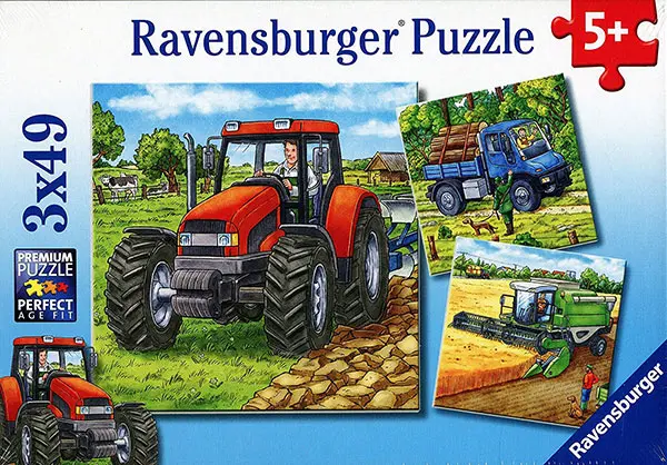 Ravensburger puzzle Dečije puzle - 3x49 - Velike poljoprivredne mašine - Traktor 3x49 delova RA09388