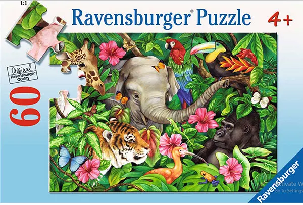 Ravensburger puzzle Dečije puzle - 60 - 1:1 - Životinje - Tropical Friends 60 delova RA09533
