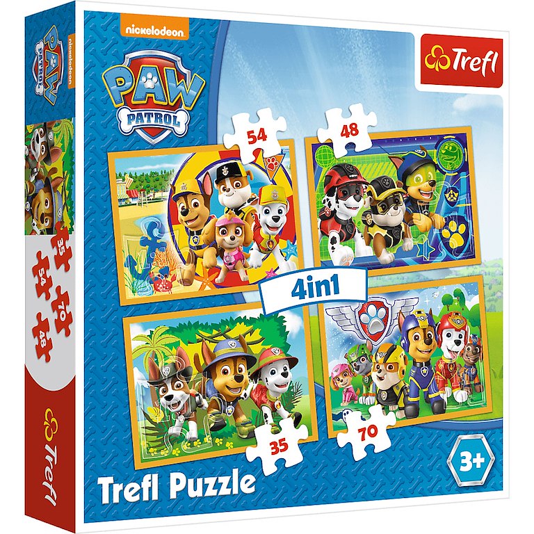 Trefl puzzle 4u1 Patrolne Šape 34307