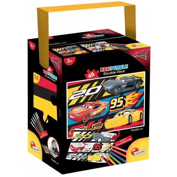 Lisciani Puzzle Cars 3 složi i oboji 2u1 48 delova + 6 flomastera 36459