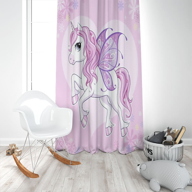 Dečiji draper Unicorn roze (Jedno krilo) – 140x250cm, D-039