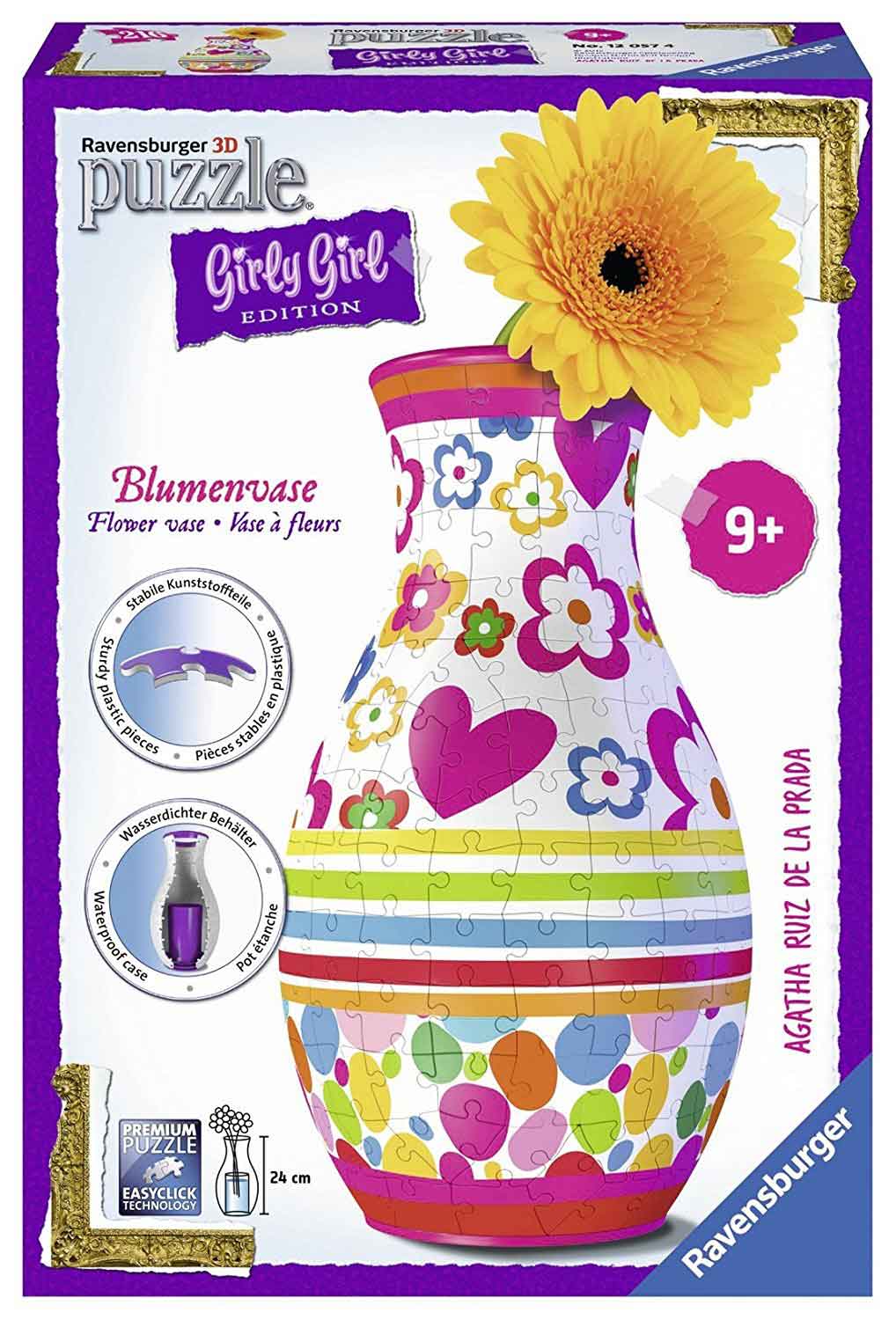 Ravensburger 3D puzzle GIRLY GIRL edition - Za devojčice - Vaza za cveće - Art - Vase Agatha Ruiz De La Prade 216 delova RA12057