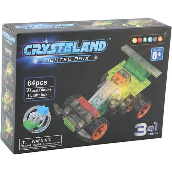 Crystaland prozirne kocke sa svetlom 3u1 go-kart 64 komada