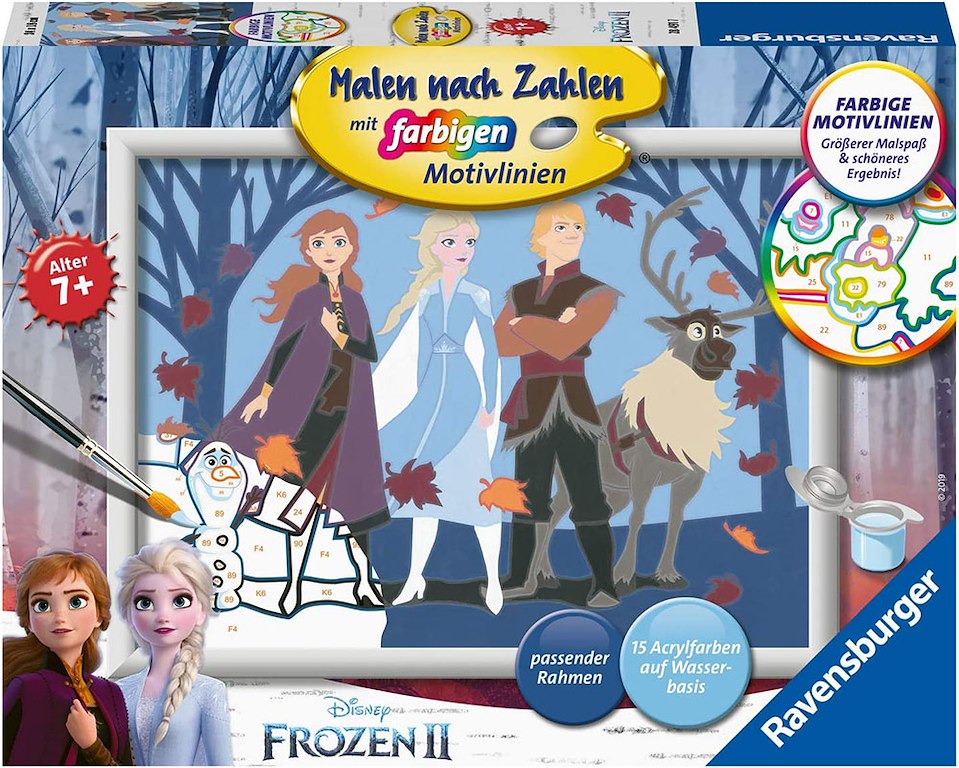 Ravensburger Bojanka po brojevima + akrilne boje Disney Frozen II 28491