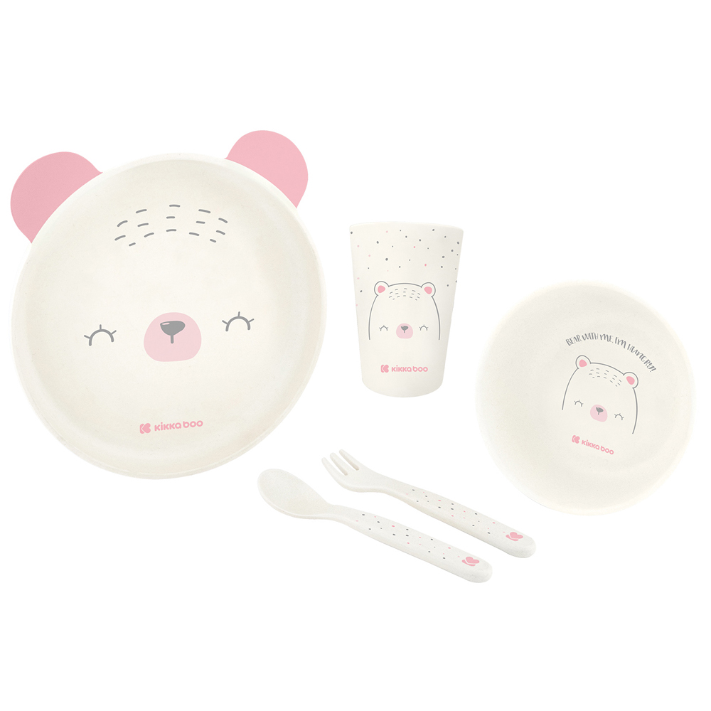 Kikka Boo Set bebi posuđa 4 dela Bear with Me Pink KKB40134
