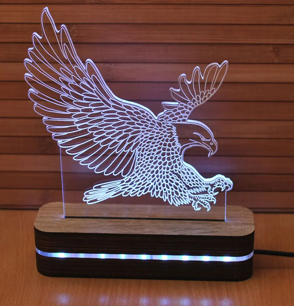 3D LED Lampa Illusions by Black Cut White Eagle