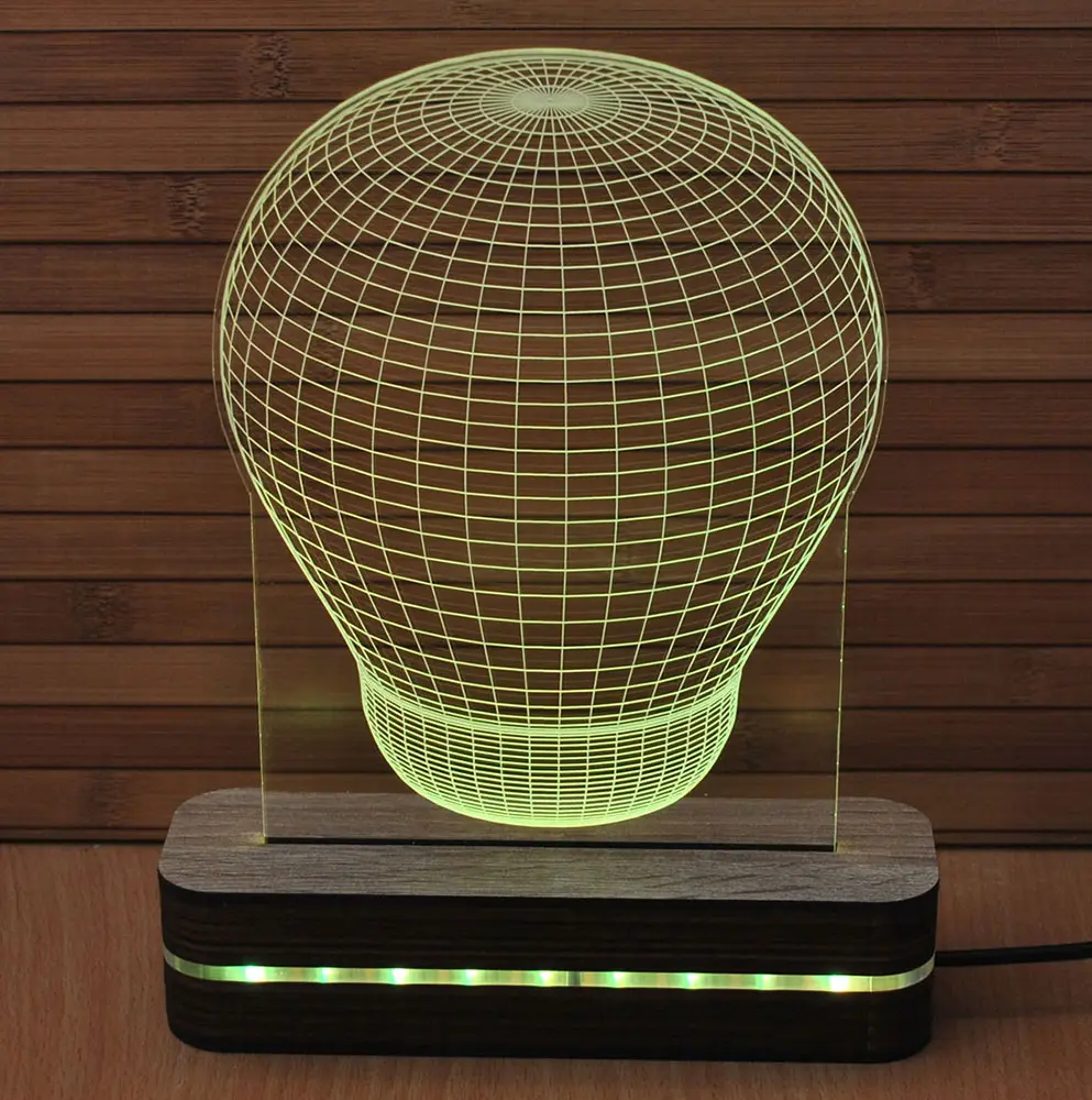 3D LED Lampa Illusions by Black Cut Bulb Warm White
