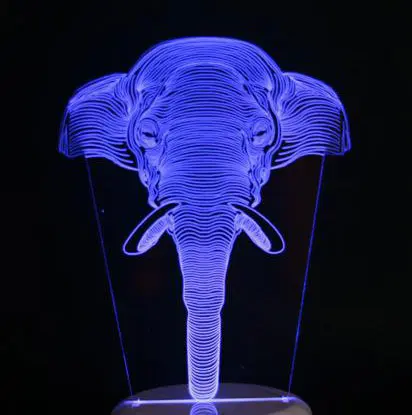 3D LED Lampa Illusions by Black Cut Elephant Blue